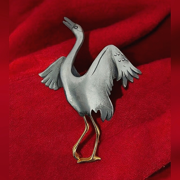 Mark Shields | Jewelry | Vintage Mark Shields Pewter Sandhill Crane ...